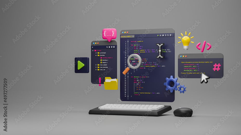 Programmer Developer Typing Script Source Languages Coding Symbols Icon