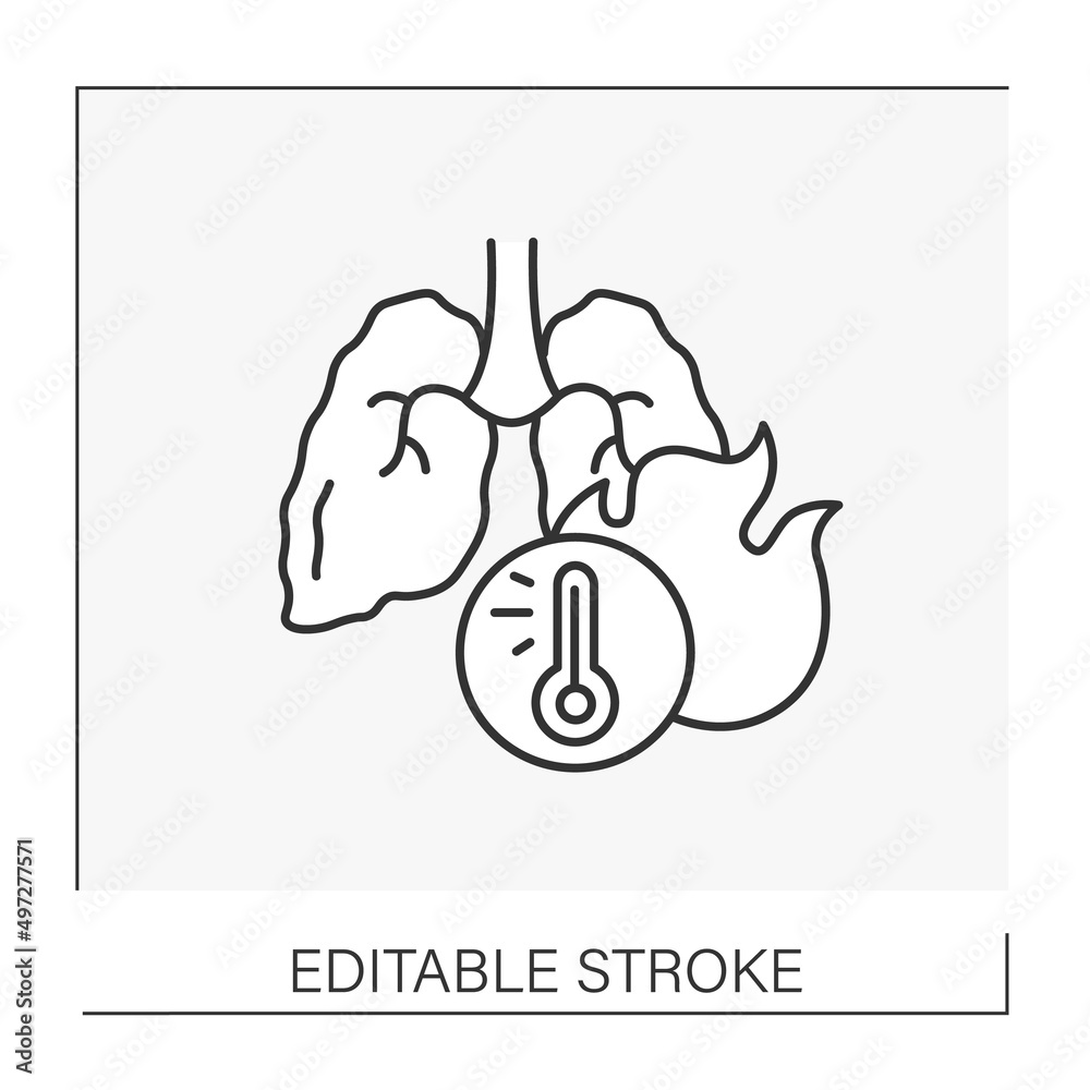 Healthcare line con. Burned lungs due to covid19 disease. Fire in ...