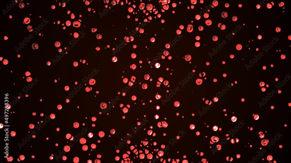 Vídeo do Stock: Animated dot background. Moving towards drops oil. Liquid metal. Red blood cells ...