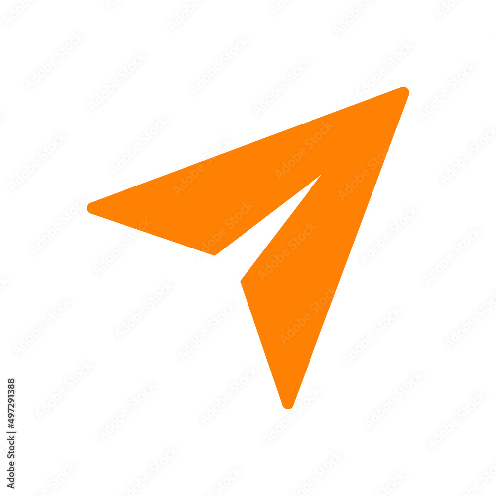 eps10 vector of an orange send message solid icon, sign, or symbol in ...