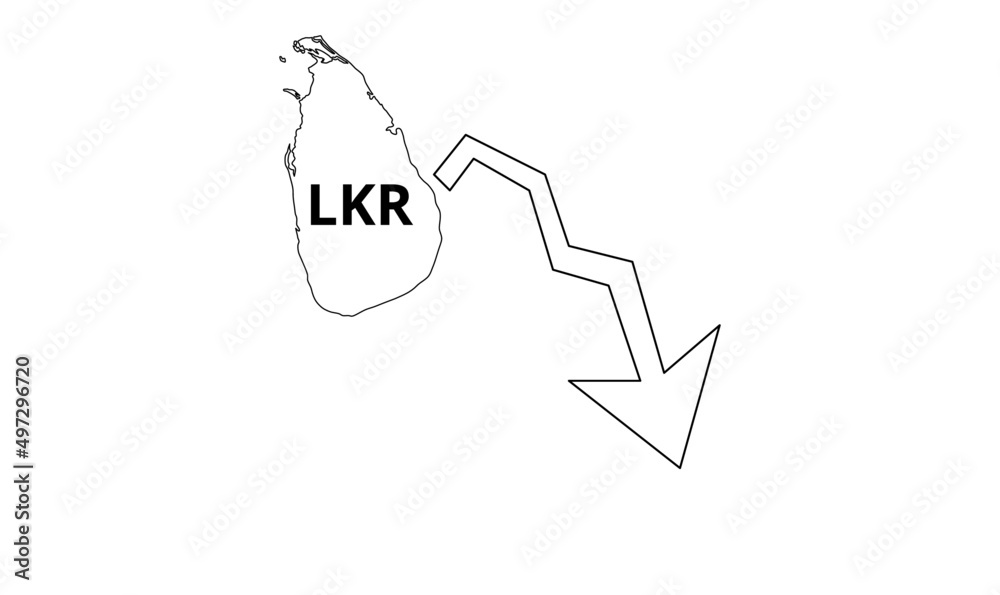 outline map of sri lanka and the sri lanka rupee (LKR) which symbolizes ...