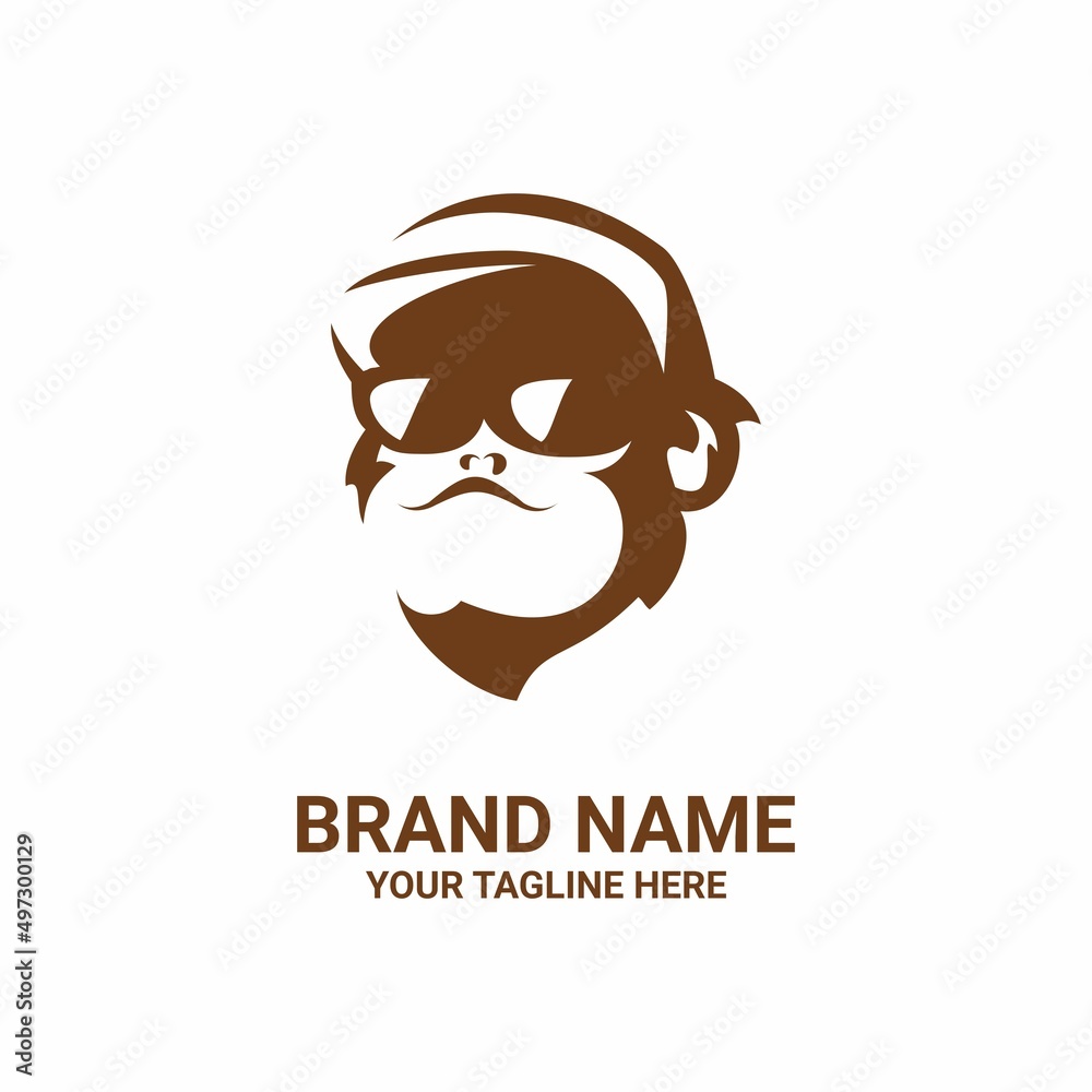 monkey logo illustration vector, monkey cartoon Stock Vector | Adobe Stock