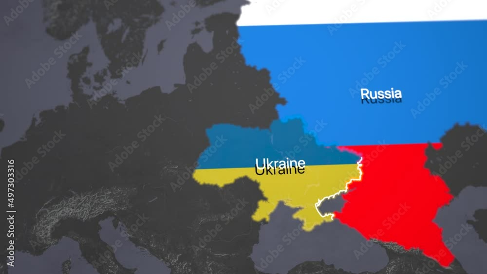 Map of Europe focused on Eastern Europe. Ukraine and Russia highlighted ...