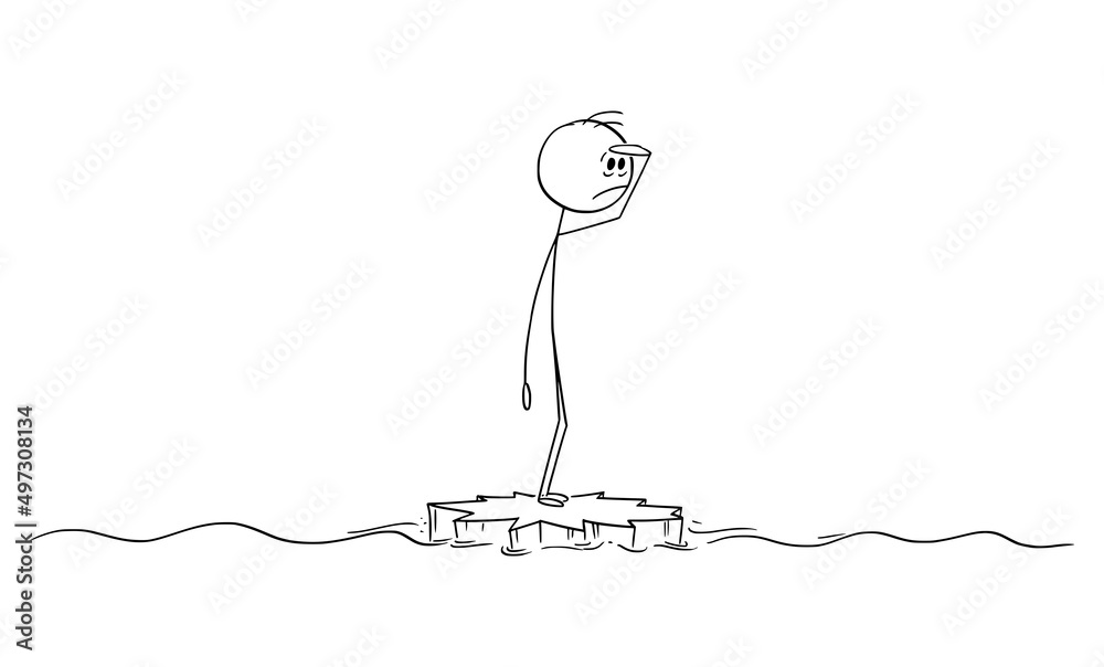Alone Person Feeling Loneliness , Vector Cartoon Stick Figure ...