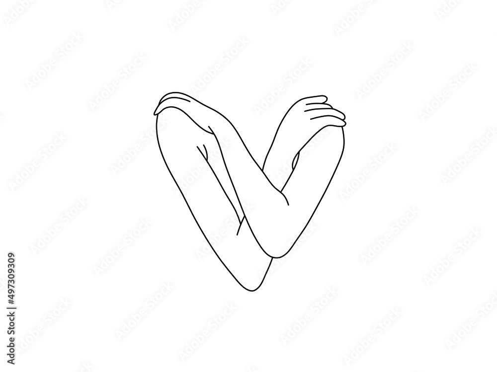 Vector isolated gesture hands holding shoulders colorless black and ...