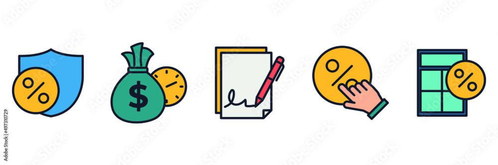 credit and loan set icon symbol template for graphic and web design ...