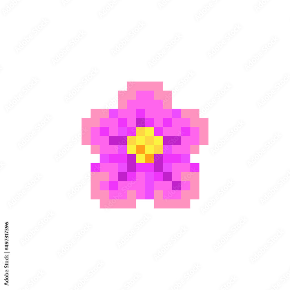 Sakura flower icon. Pixel art style. Symbol of Japanese culture. 8-bit ...