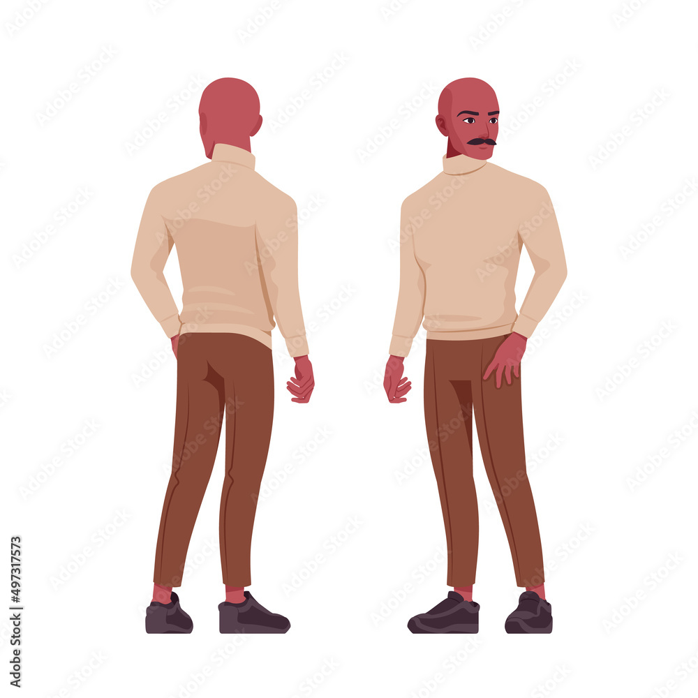 Handsome bold guy, spanish man, Latin America person standing. Sporty ...