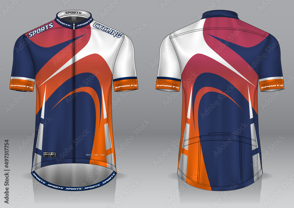 Jersey cycling template design uniform front and back view Stock Vector ...