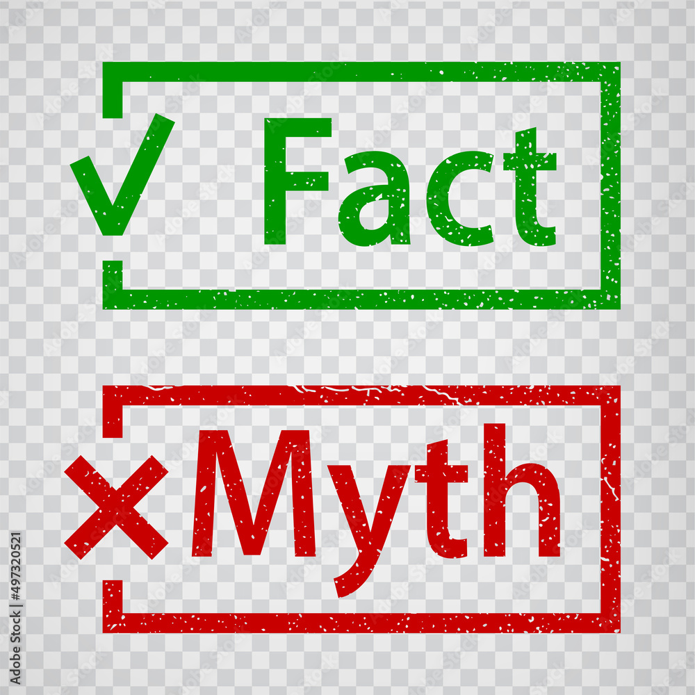 Fact and myth grunge rubber stamp isolated on transparent background ...