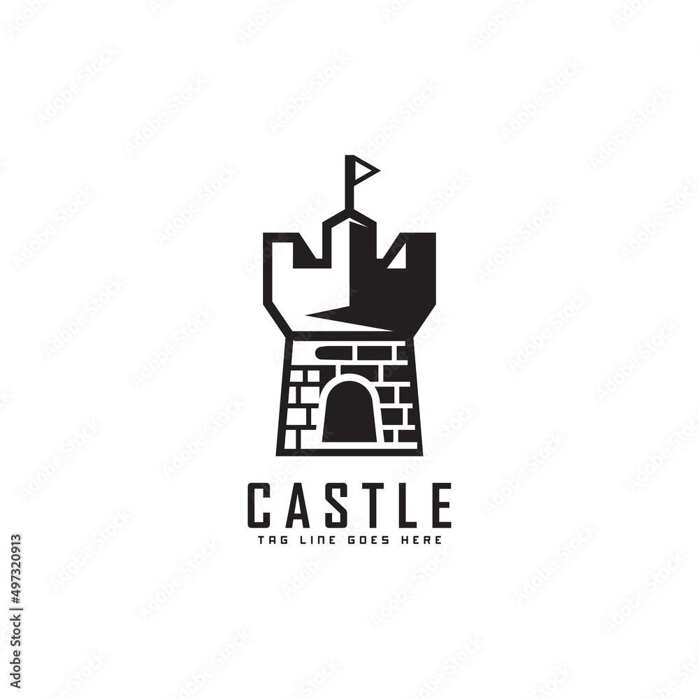 silhouette castle logo design illustration vector template, guard ...