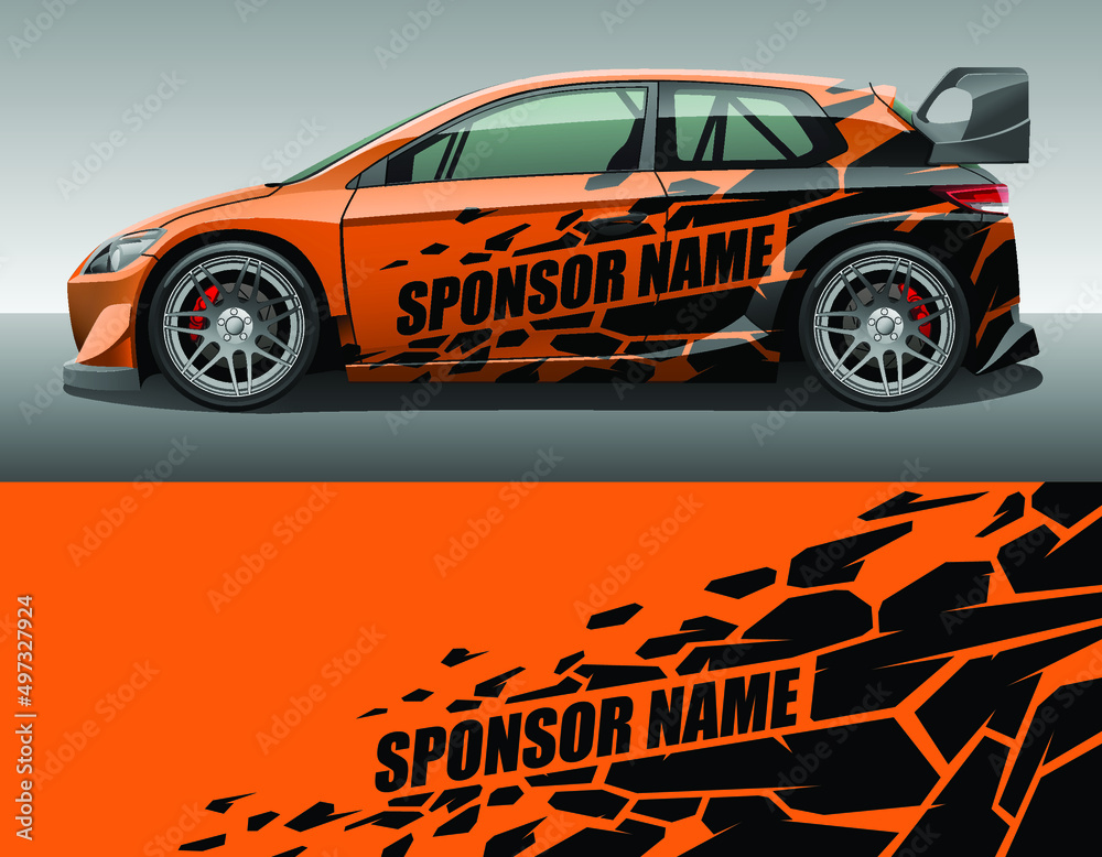 Car wrap vinyl racing decal geometric ornament. Abstract sport ...