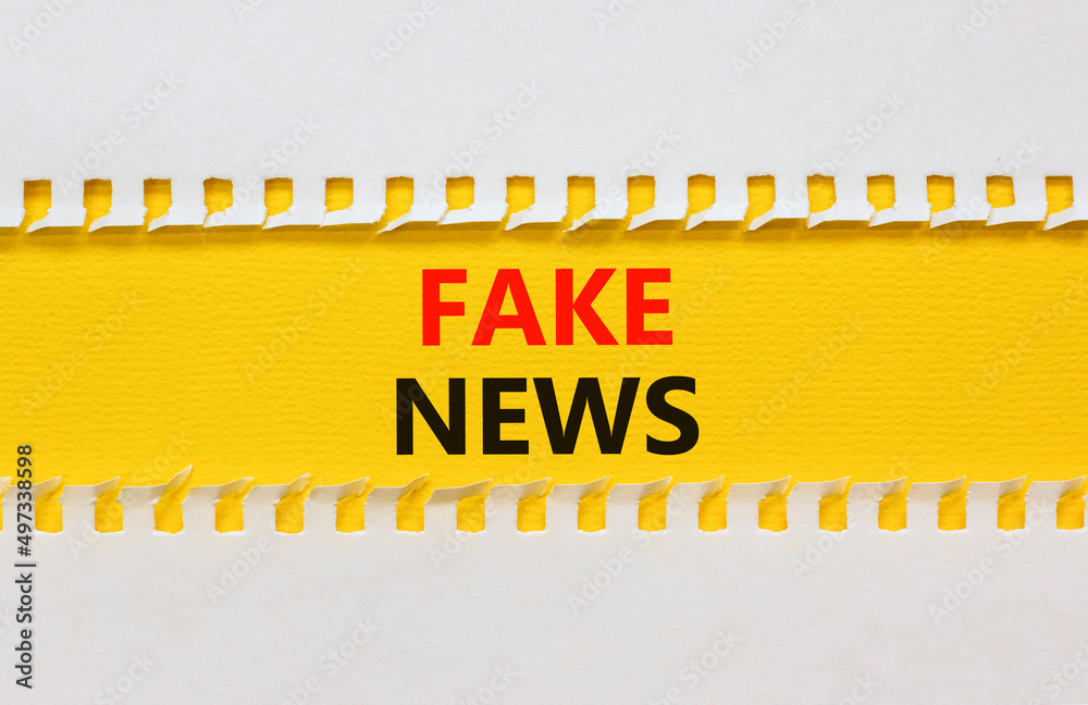 Fake news symbol. Yellow and white paper with concept words Fake news ...