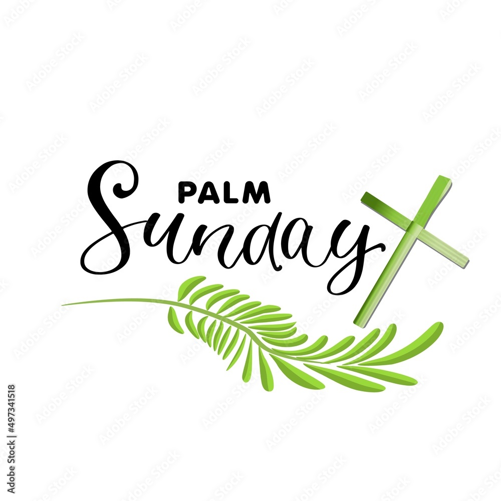 Palm Sunday Christian Religious Holiday Symbol With Cross, Palm Branch ...