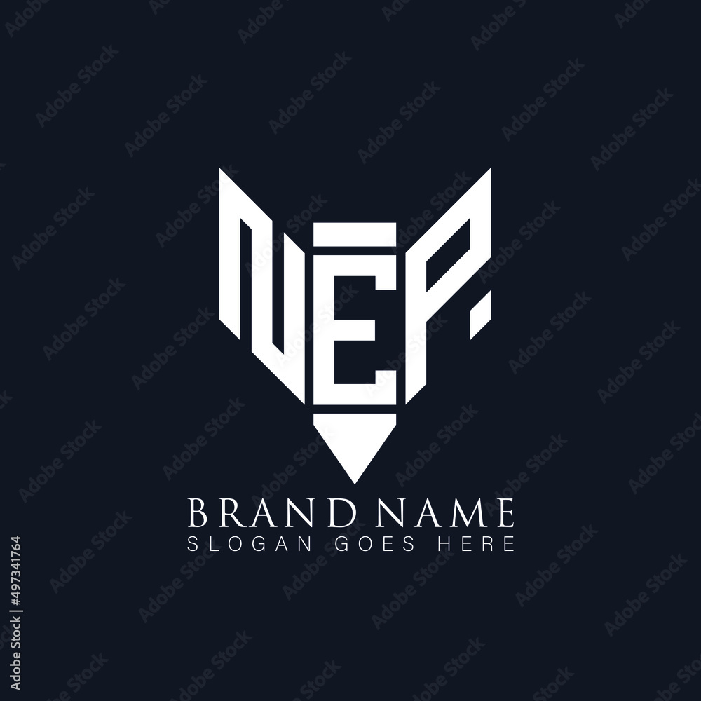 NEP letter logo design on white background.NEP creative monogram ...