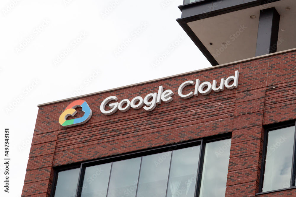 Chicago, Illinois, USA - March 29, 2022: Google Cloud logo sign on the ...