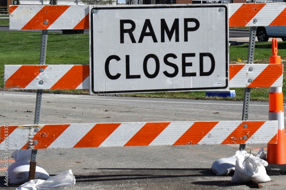 Ram Closed Sign on a Road Barrier Stock Photo | Adobe Stock
