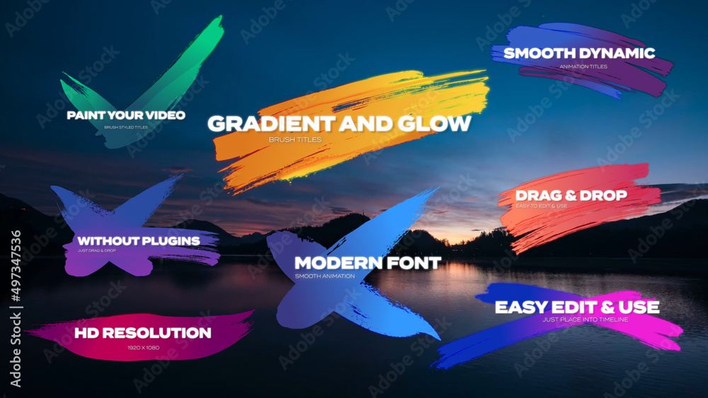 Gradient and Glow Brush Titles 2 Stock Template | Adobe Stock