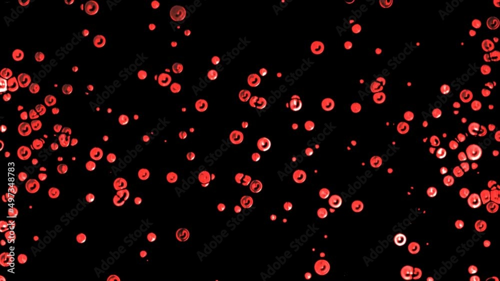 Animated dot intro without background. Moving towards oil drops. Liquid ...