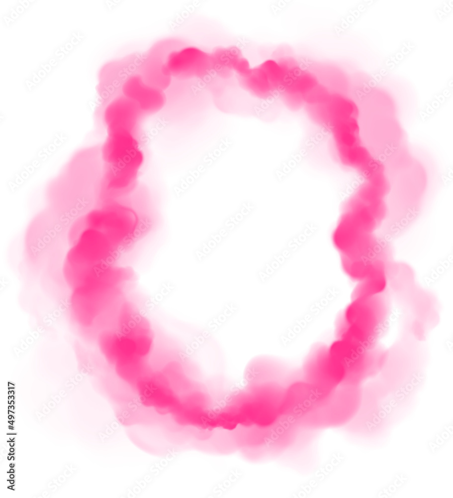 Pink smoke round frame isolated on background. Vector realistic border ...