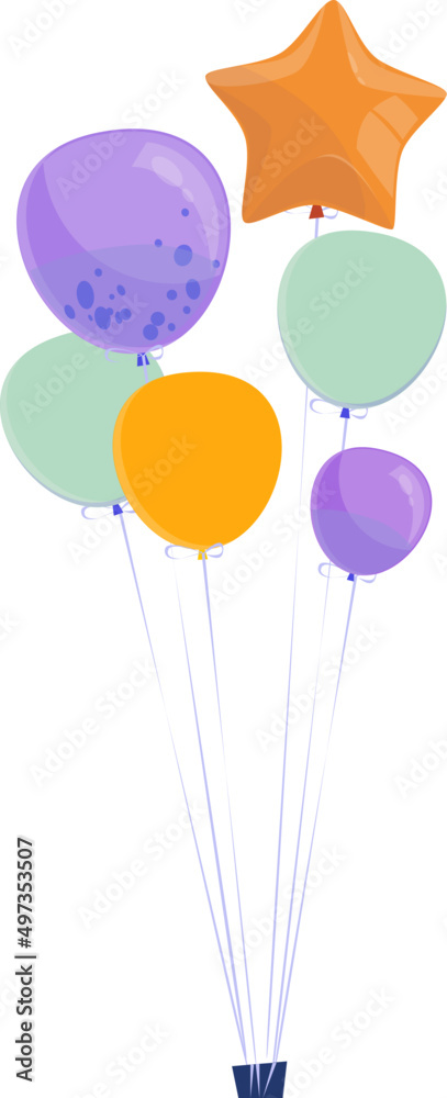 Balloons, element of birthday party decor. Bundle of colorful ballons ...