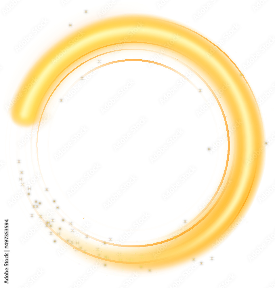 Glow gold circle with sparkles, magic light effect with glitter dust ...