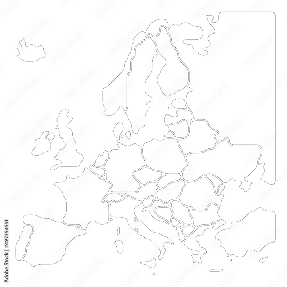 Simplified smooth map of Europe Stock Vector | Adobe Stock
