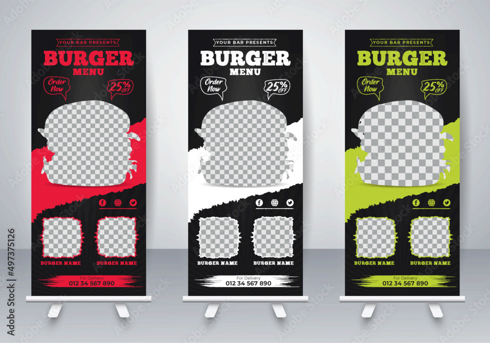 Fast food and restaurant rollup banner set and retractable banner x ...