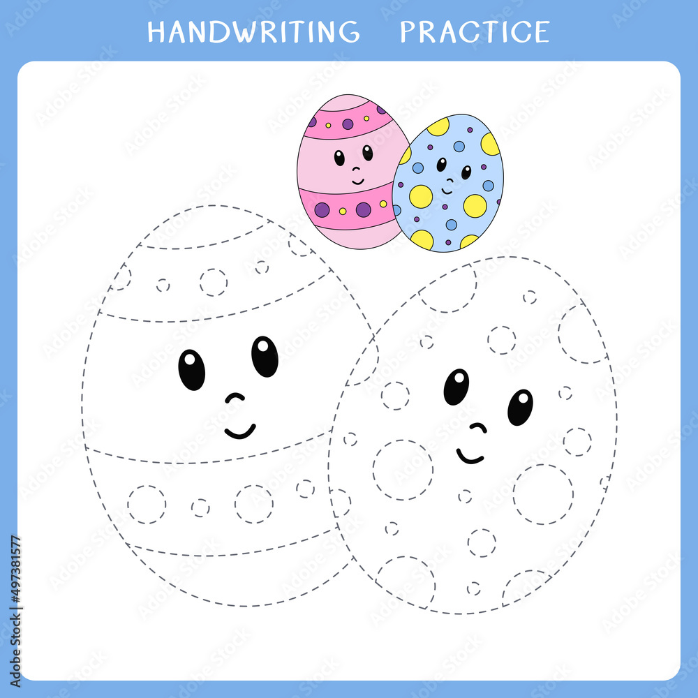 Handwriting practice sheet. Simple educational game for kids. Vector ...