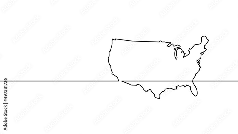 US Map Animation Black White Green Screen | 2D Animated USA Border ...