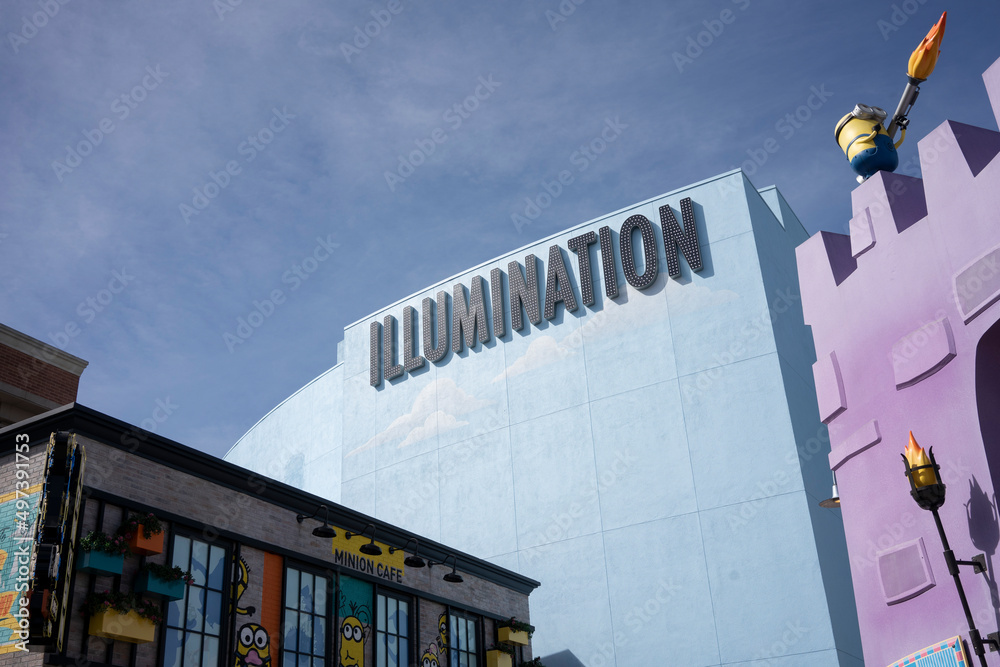 Universal City, CA, USA - Mar 21, 2022: The illumination logo seen at a ...