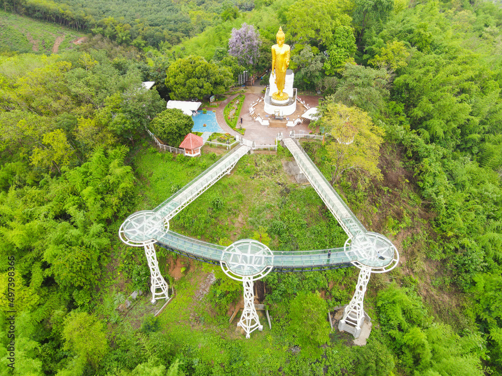 Skywalk Chiang Khan landmark of mekong river in Loei, Mekong river ...