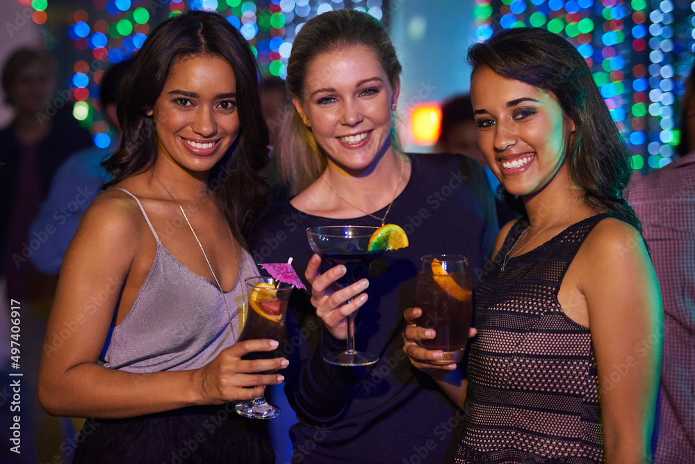 Weve got some catching up and partying to do. Portrait of a group of ...