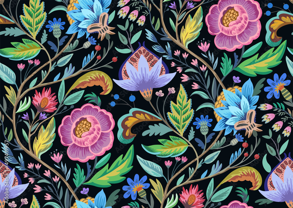 Vintage floral ornamental pattern ni victorian style for decor ...