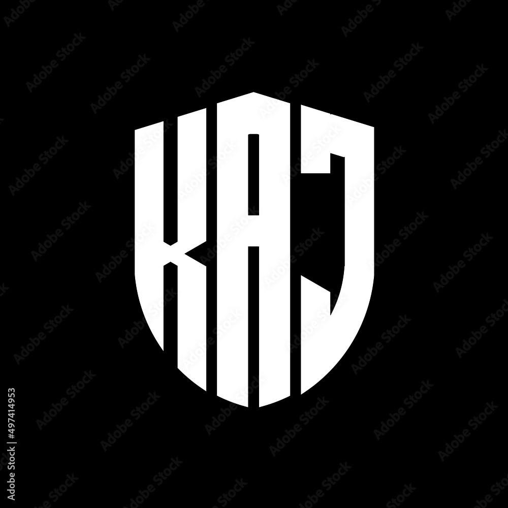 KAJ letter logo design. KAJ modern letter logo with black background ...