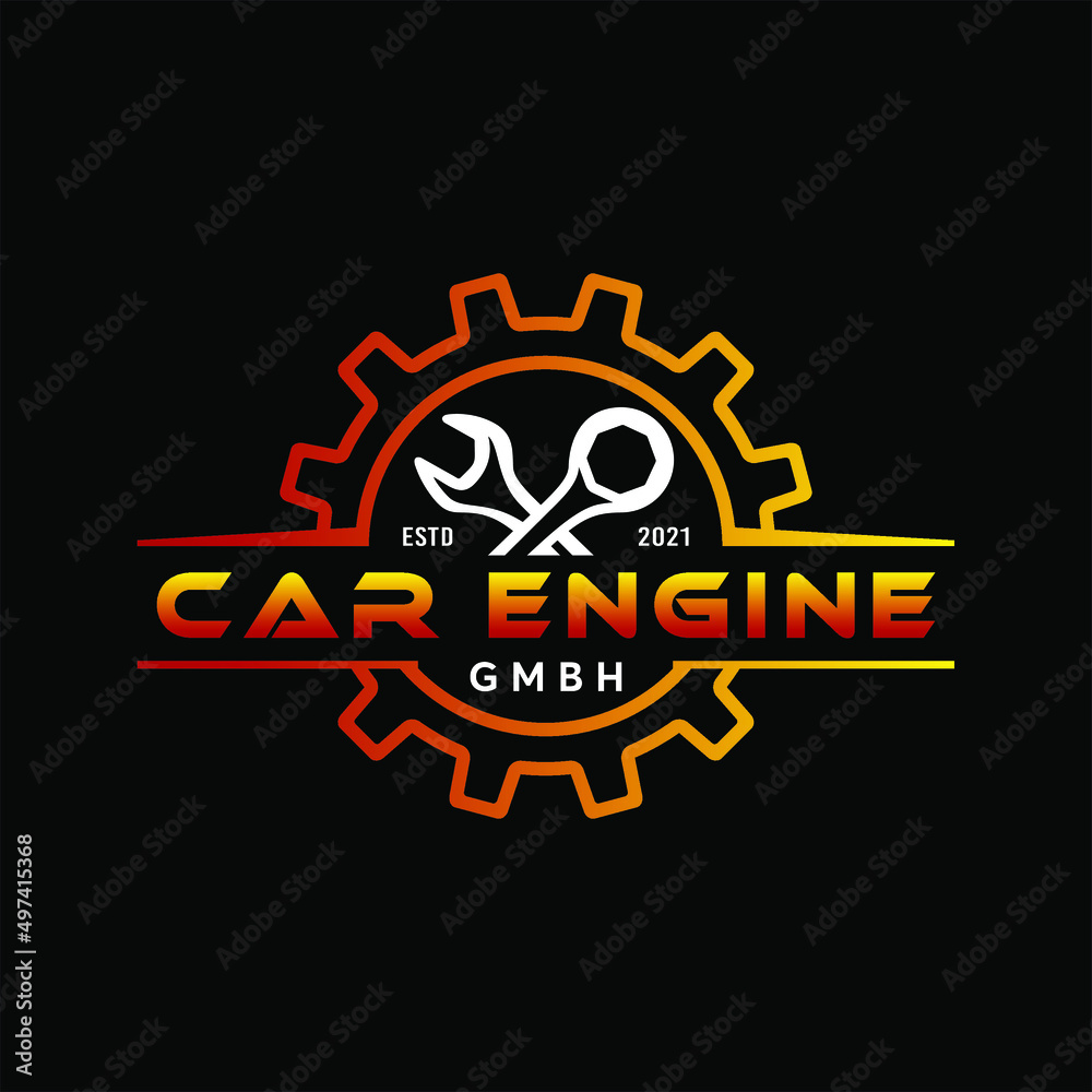 car engine repair element symbol logo emblem vector eps Stock Vector ...