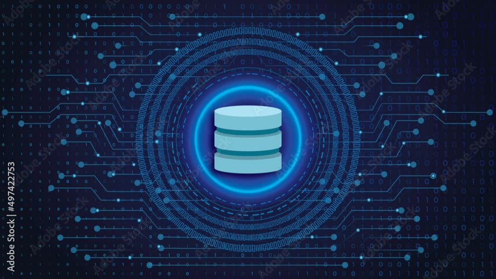 Database Icon Secure Animated 4k Shown on Tech Electronic, Digital ...