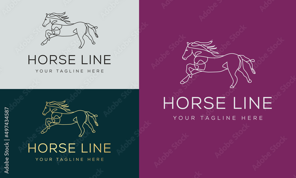 Horse logo icon linear style. Vector logo design Templates Stock Vector ...