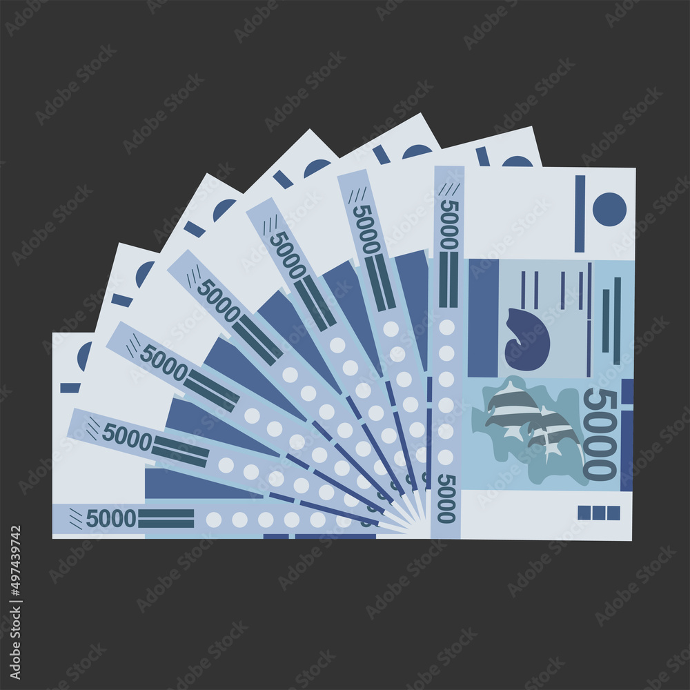 CFP Franc Vector Illustration. French overseas collectivities money set ...