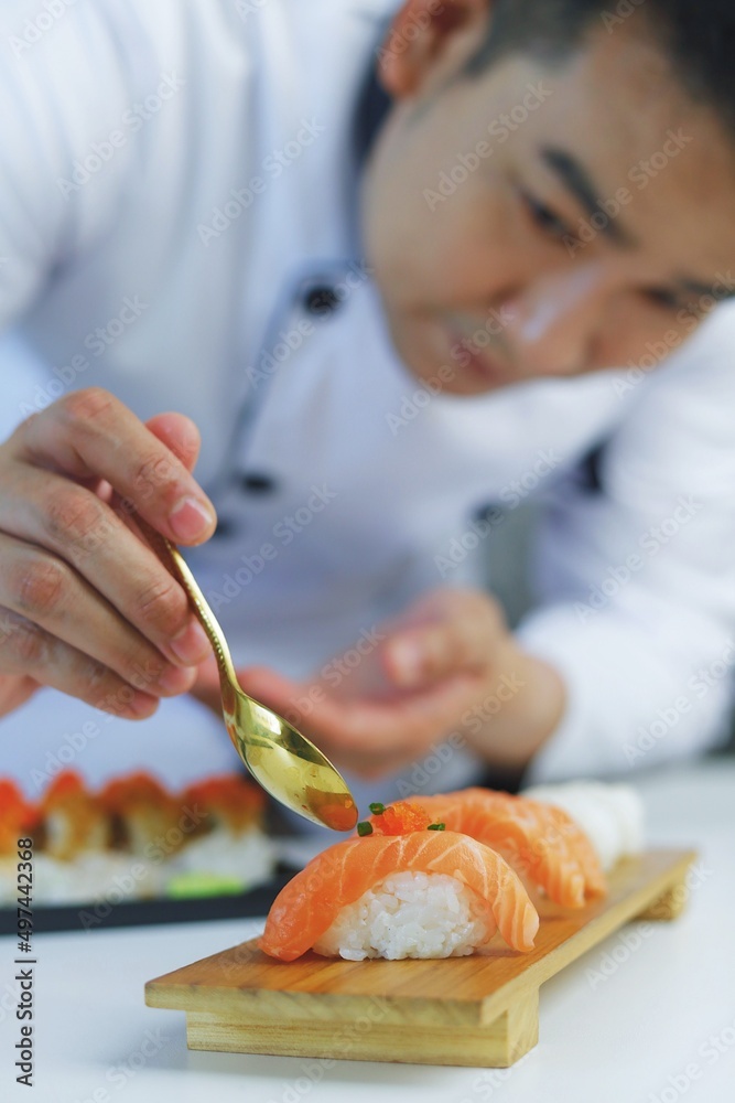 Eating Sushi Sashimi Chef