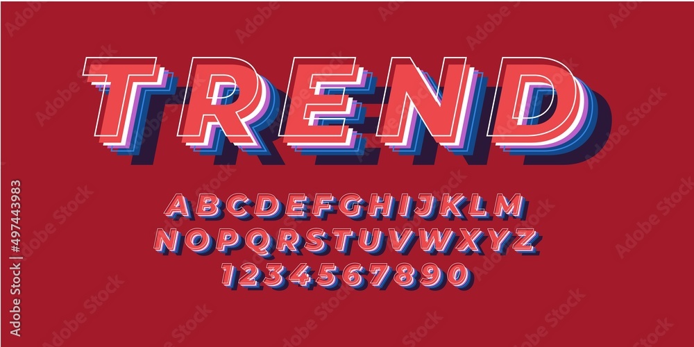 red trend text alphabet font effect with flat color Stock Vector ...