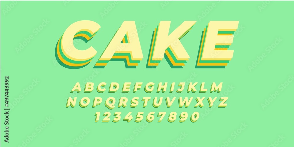 yellow cake text alphabet font effect with flat color Stock Vector ...