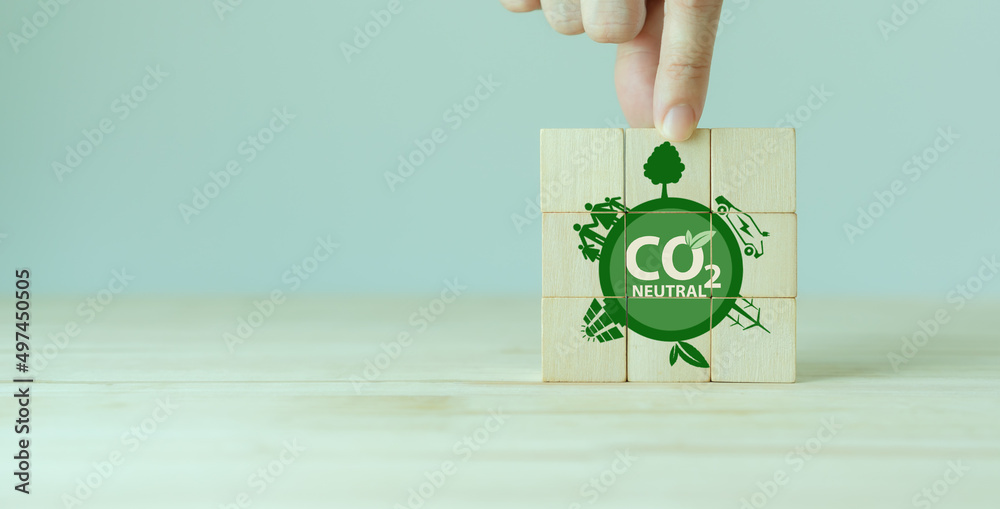Carbon neutral sustainable development concept. Green industry. Net ...