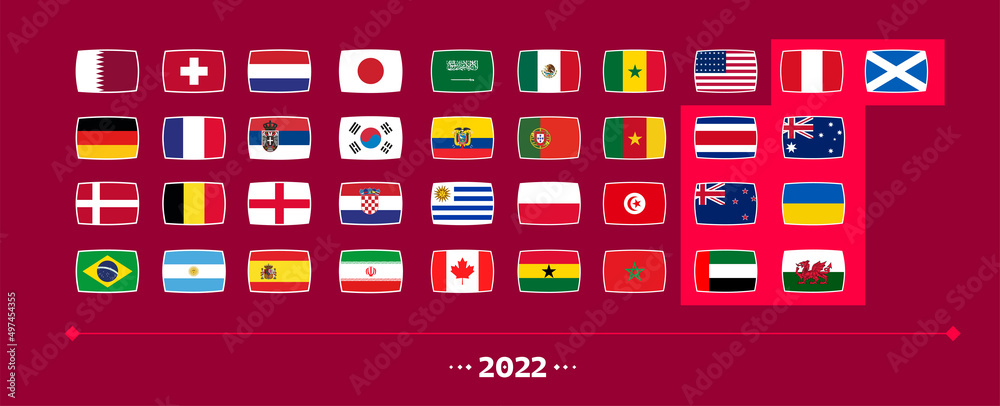 All Flags of the countries in the 2022 soccer world cup n Qatar, obrazy ... All Flags of the countries in the 2022 soccer world cup n Qatar, obrazy ...