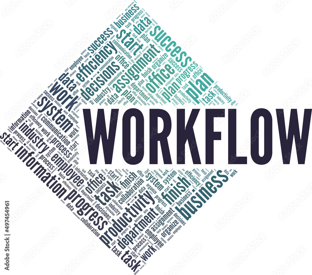 Workflow conceptual vector illustration word cloud isolated on white ...