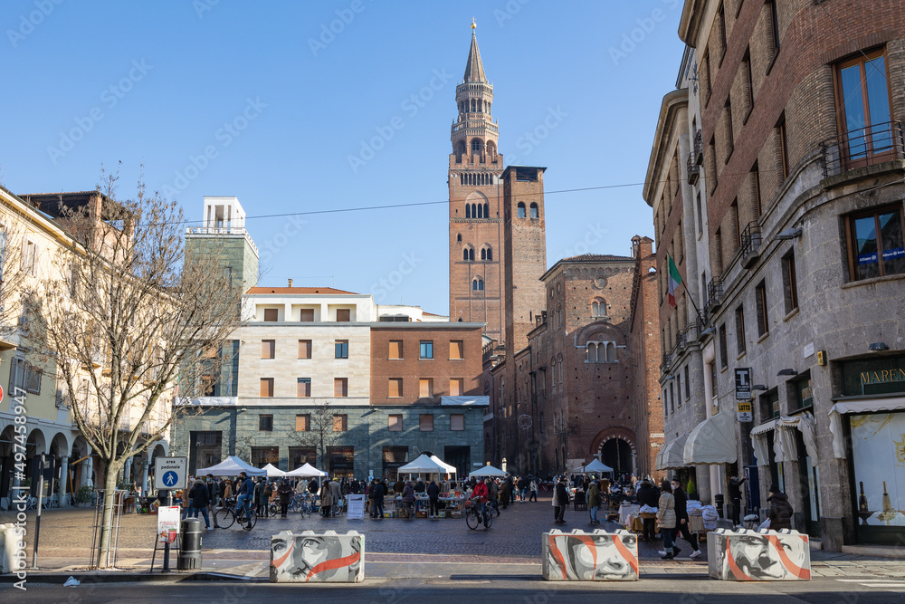 Cremona, Italy - january 2022: Stradivari Square and a view of the ...