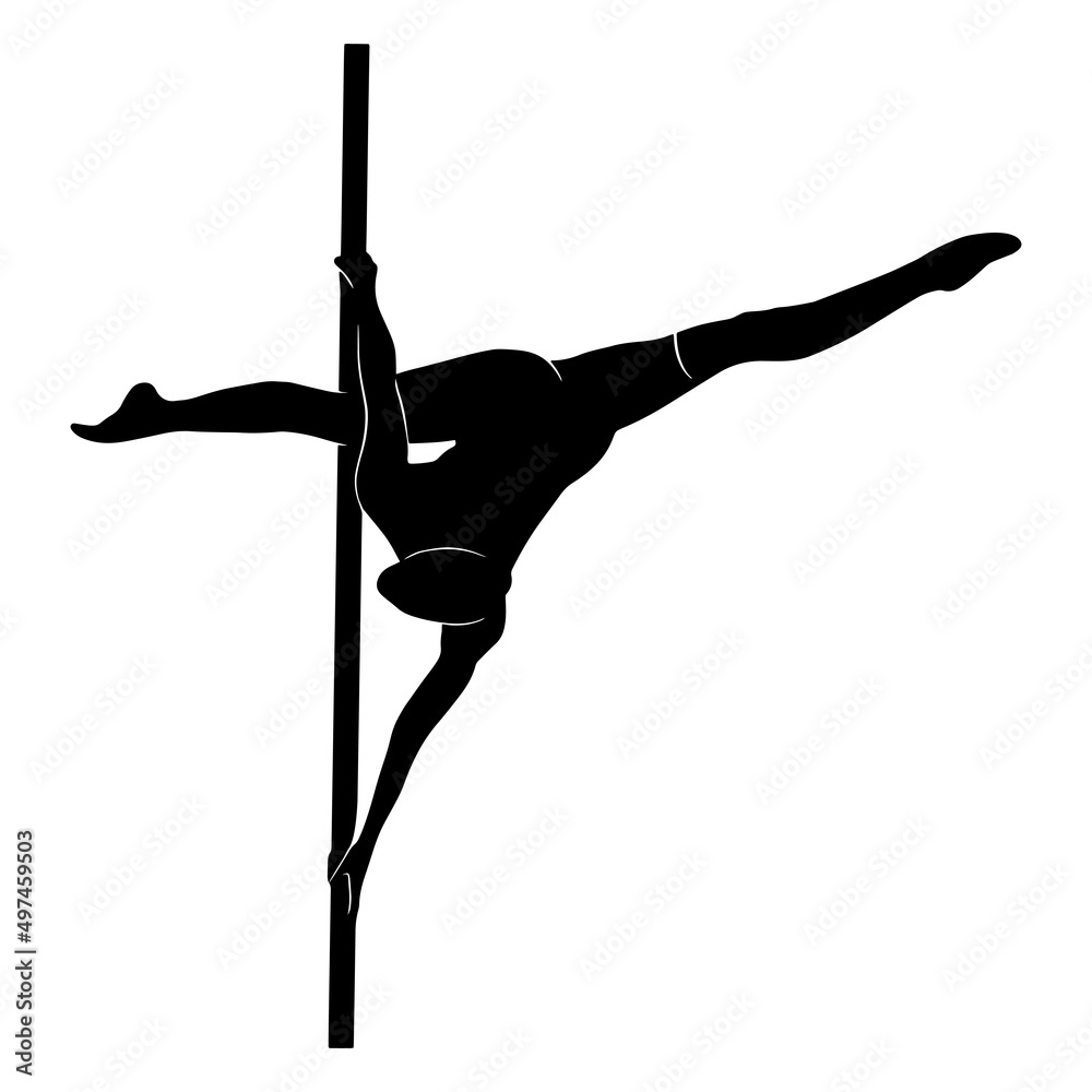 Vector illustration with woman pole dancing. Physical activity in the ...