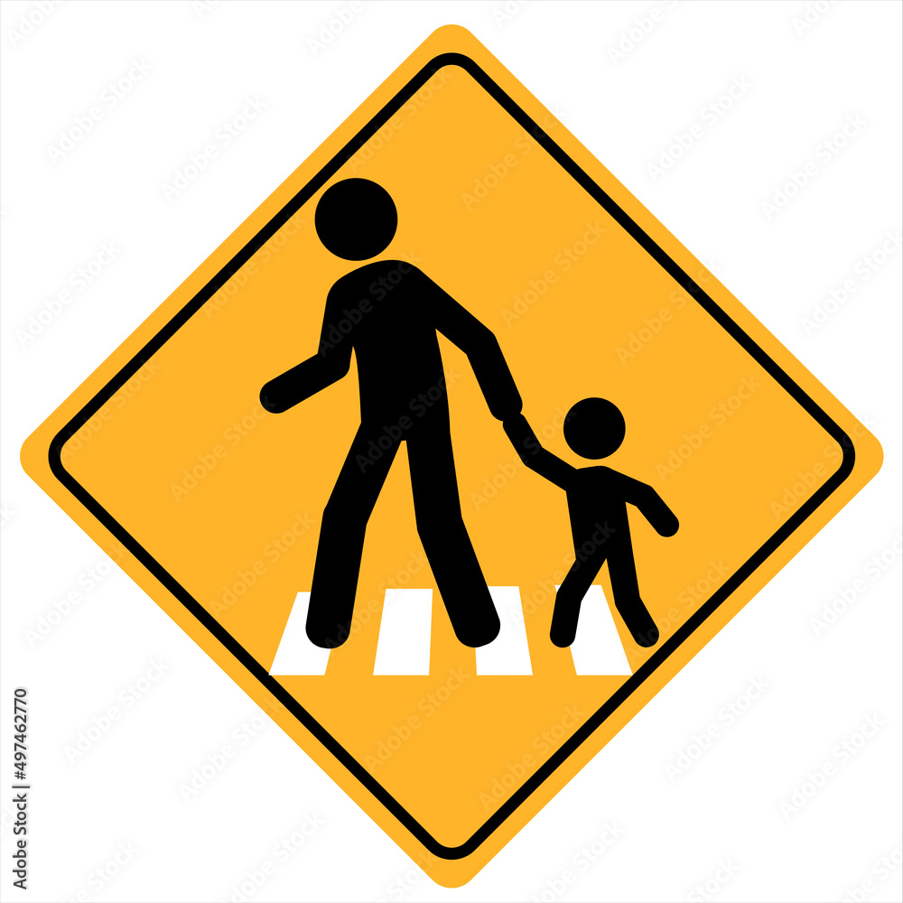 School children traffic sign. warning road sign with two school ... School children traffic sign. warning road sign with two school ...