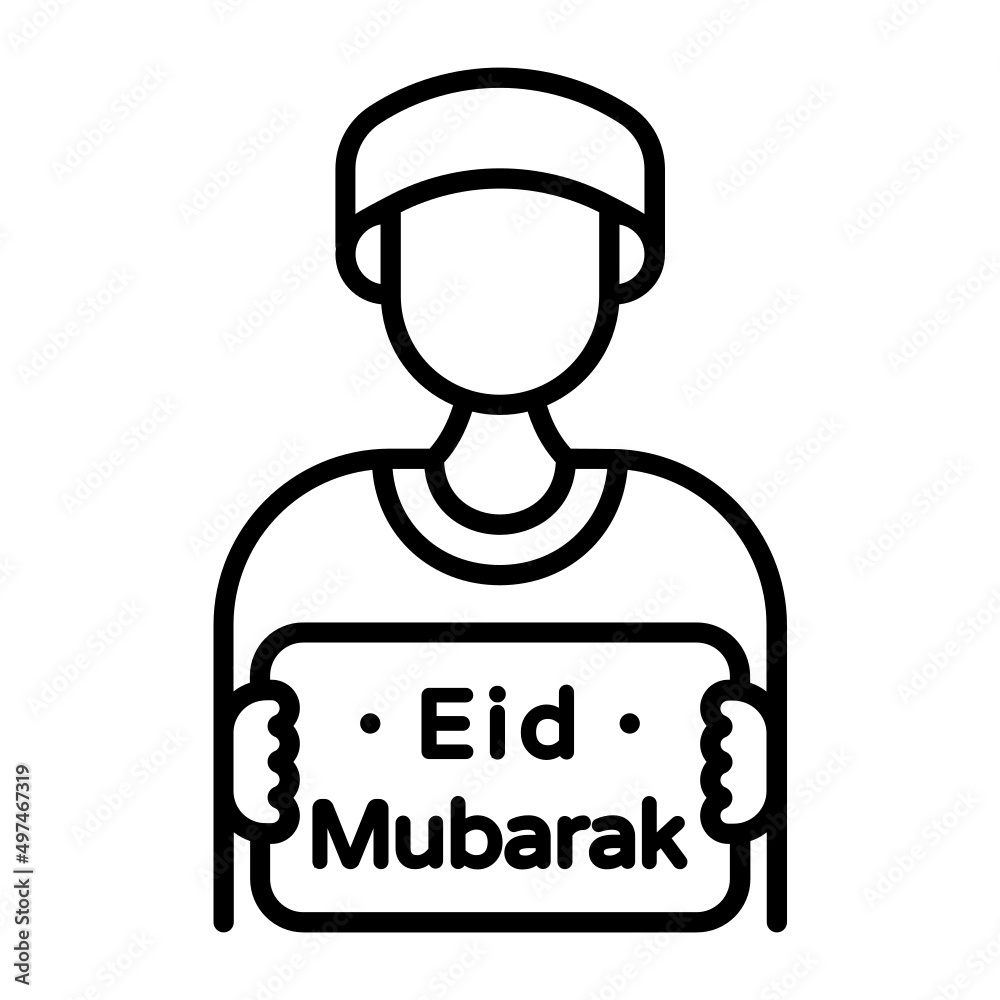 Eid Mabrook Avatar vector line icon Design, Ramazan and Eid al-Fitr ...
