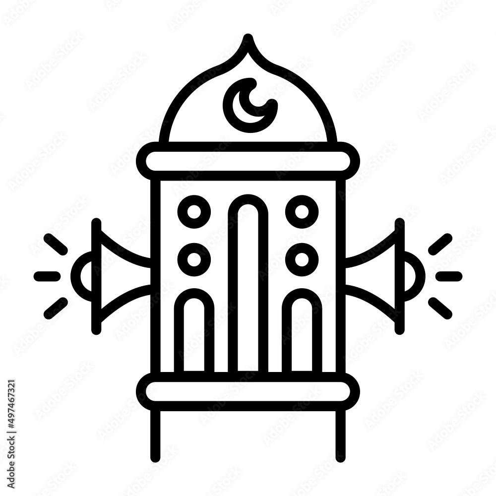 Vetor de muezzin or manara vector line icon Design, Ramazan and Eid al ...